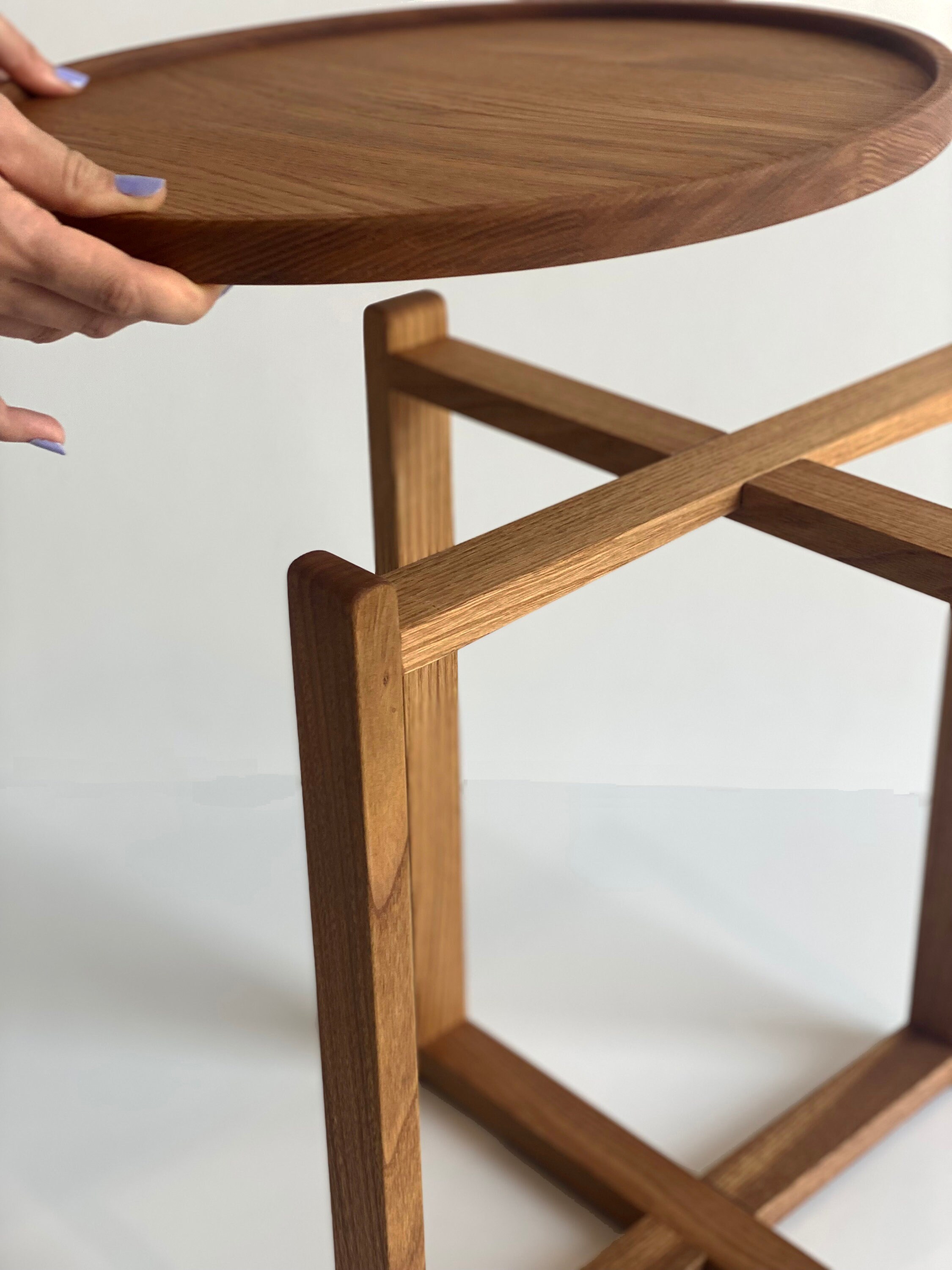 Wooden Round Chestnut Coffee Table, Modern Coffee Table, Round Coffee ...