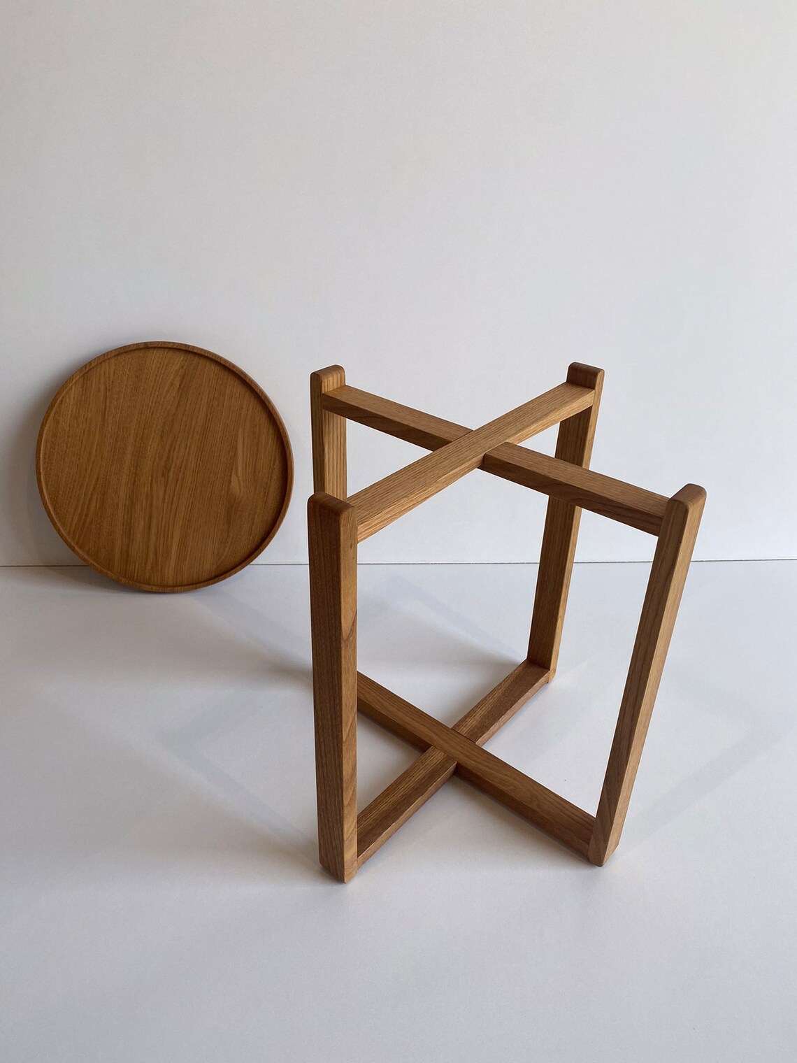 Wooden Round Chestnut Coffee Table, Modern Coffee Table, Round Coffee ...