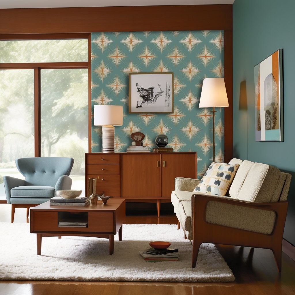 Mid-century Starburst Wallpaper - Etsy