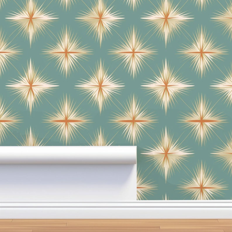 Mid-century Starburst Wallpaper - Etsy