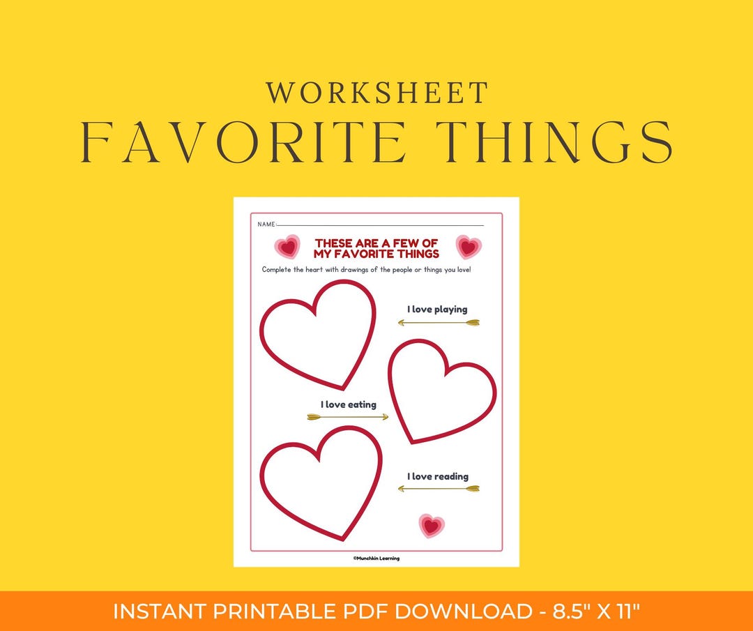 Favorite Things Worksheet I Valentine's Worksheet for Kids I Valentine ...