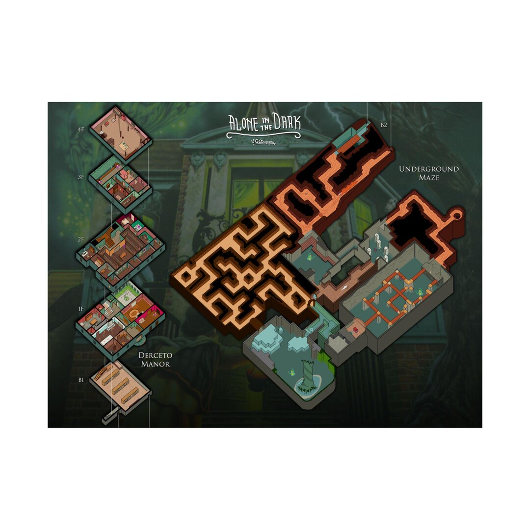 Alone in the Dark Derceto Manor Map - Etsy Canada