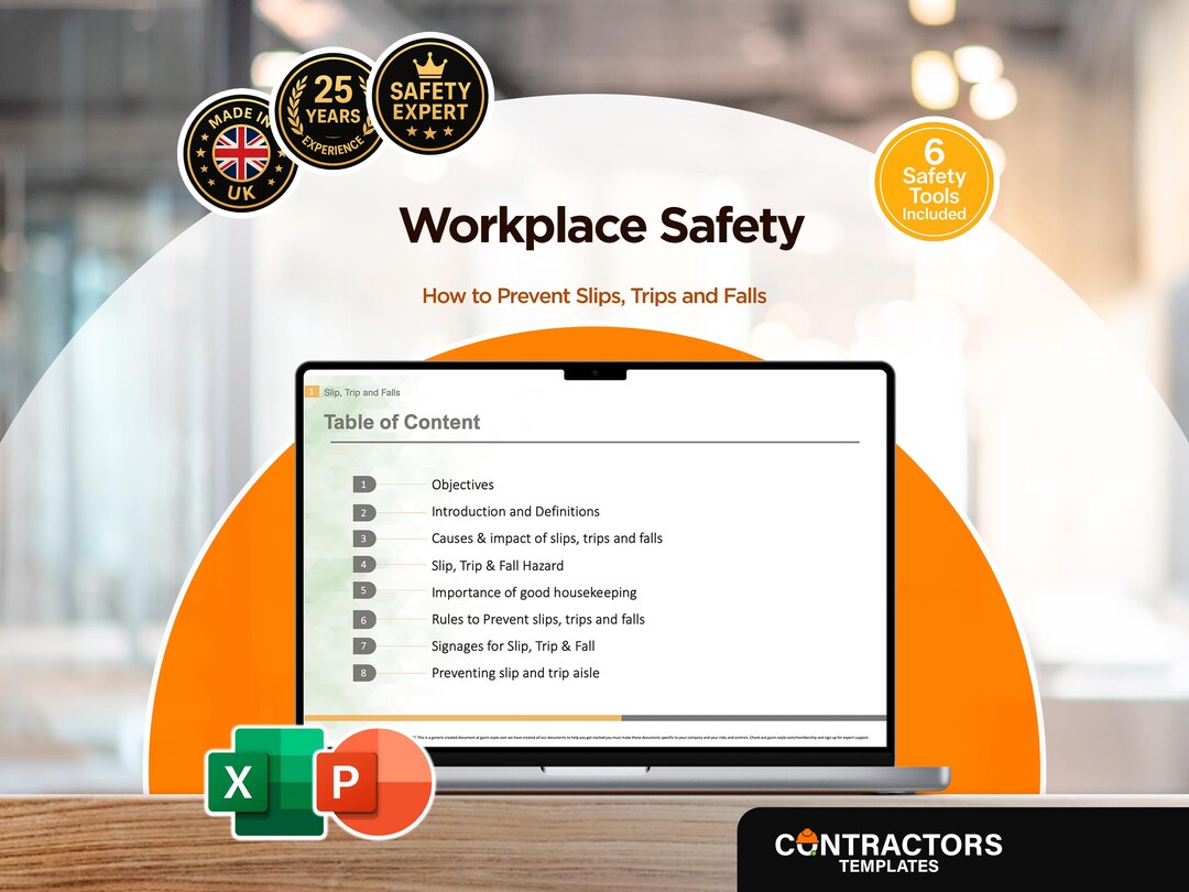 Slips Trips Falls Workplace Safety Kit: Training Templates & Checklist ...