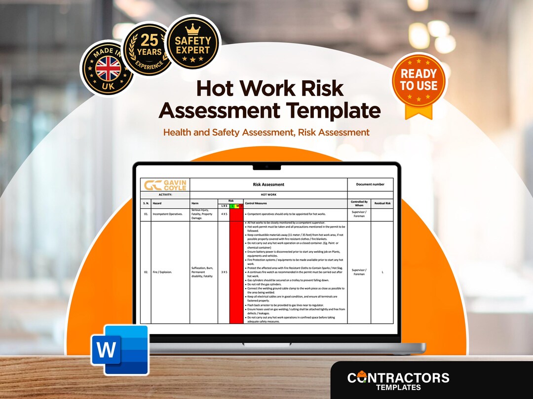 Hot Work Risk Assessment, Health and Safety Assessment, Risk Assessment ...