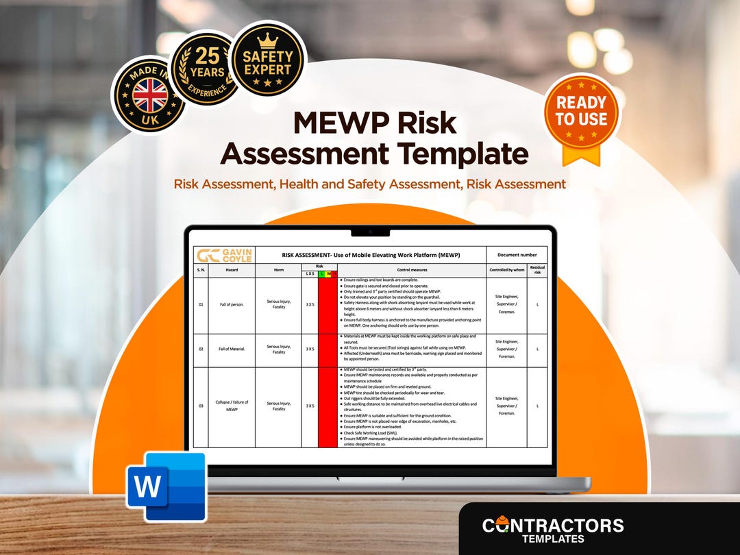 MEWP Risk Assessment, Risk Assessment, Health and Safety Assessment ...
