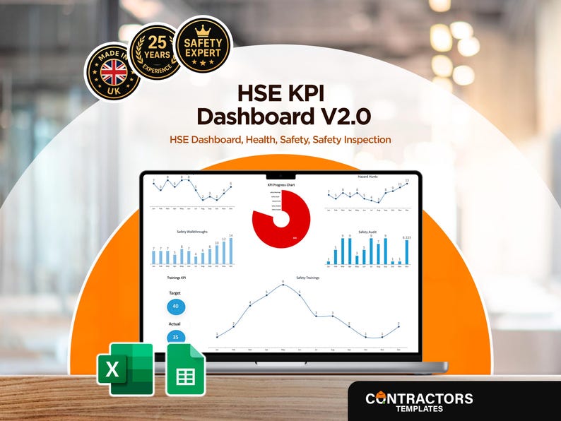 HSE KPI Dashboard Excel Template V2.0 | Health, Safety, Environmental Metrics Tracker | Real ...