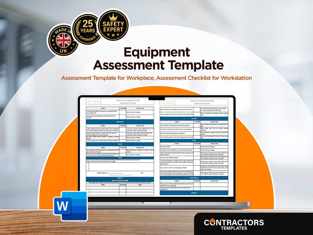 Display Screen Equipment (DSE) Risk Assessment Template | Ergonomic ...