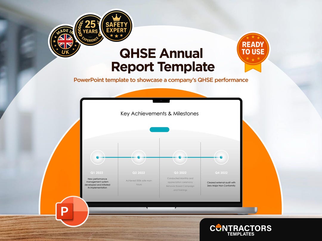 QHSE Annual Report Powerpoint Template: Safety Dashboard (instant ...