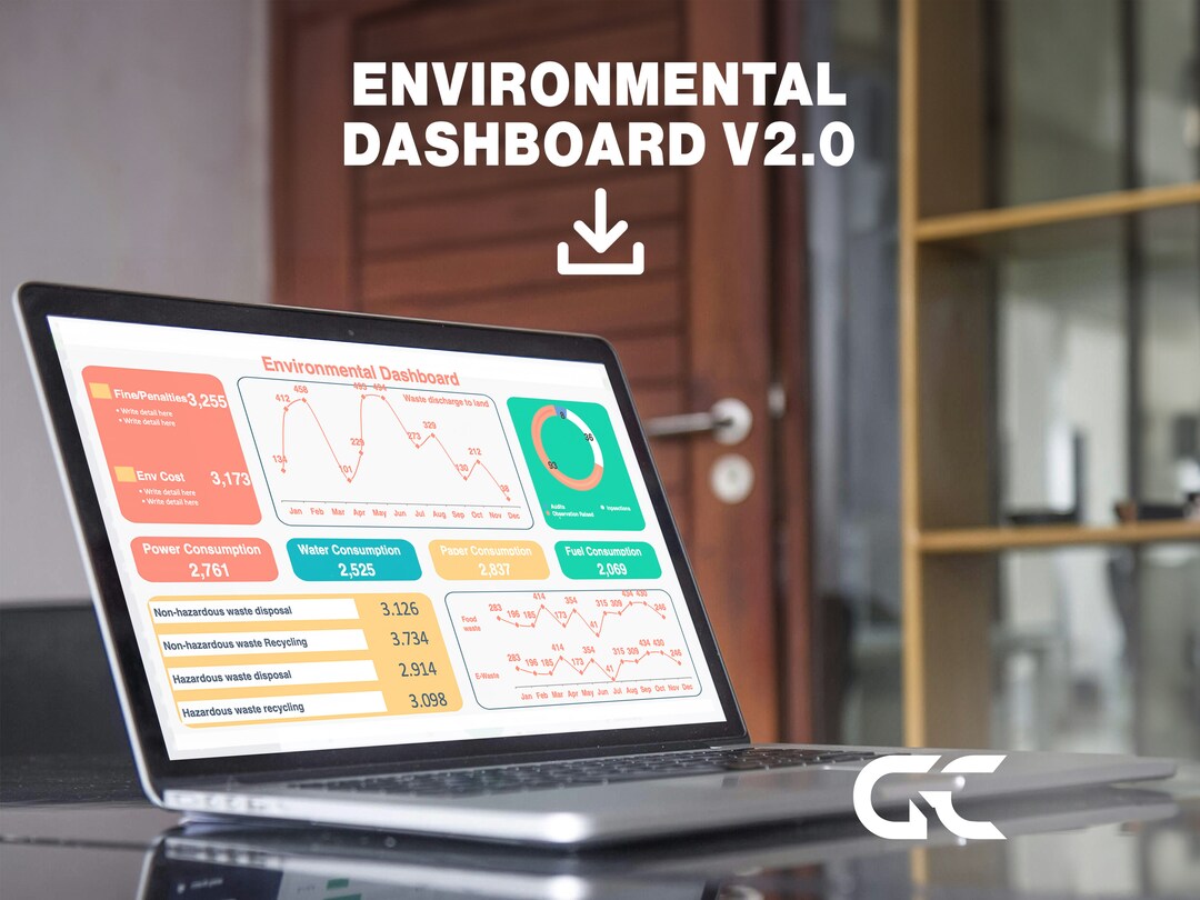 Environmental Excel Dashboard V2.0, Environmental, Power, Water, Paper ...