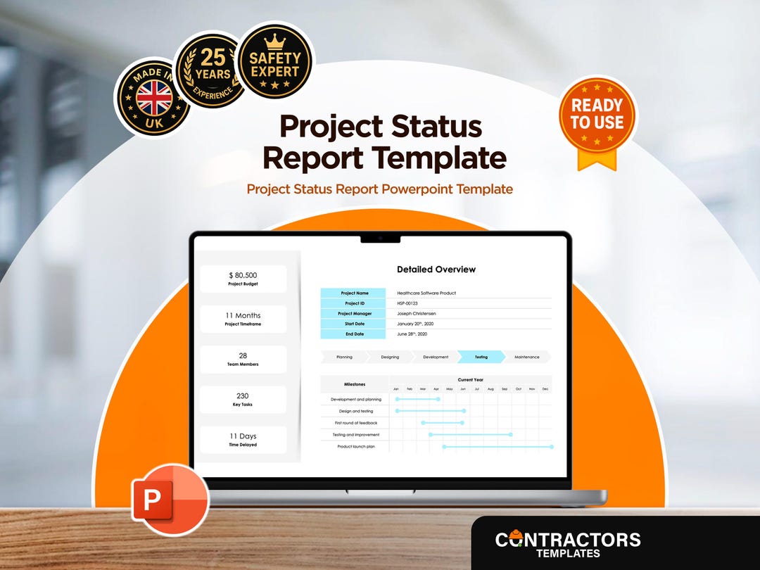 Project Status Report Powerpoint Template | Editable Project Update ...