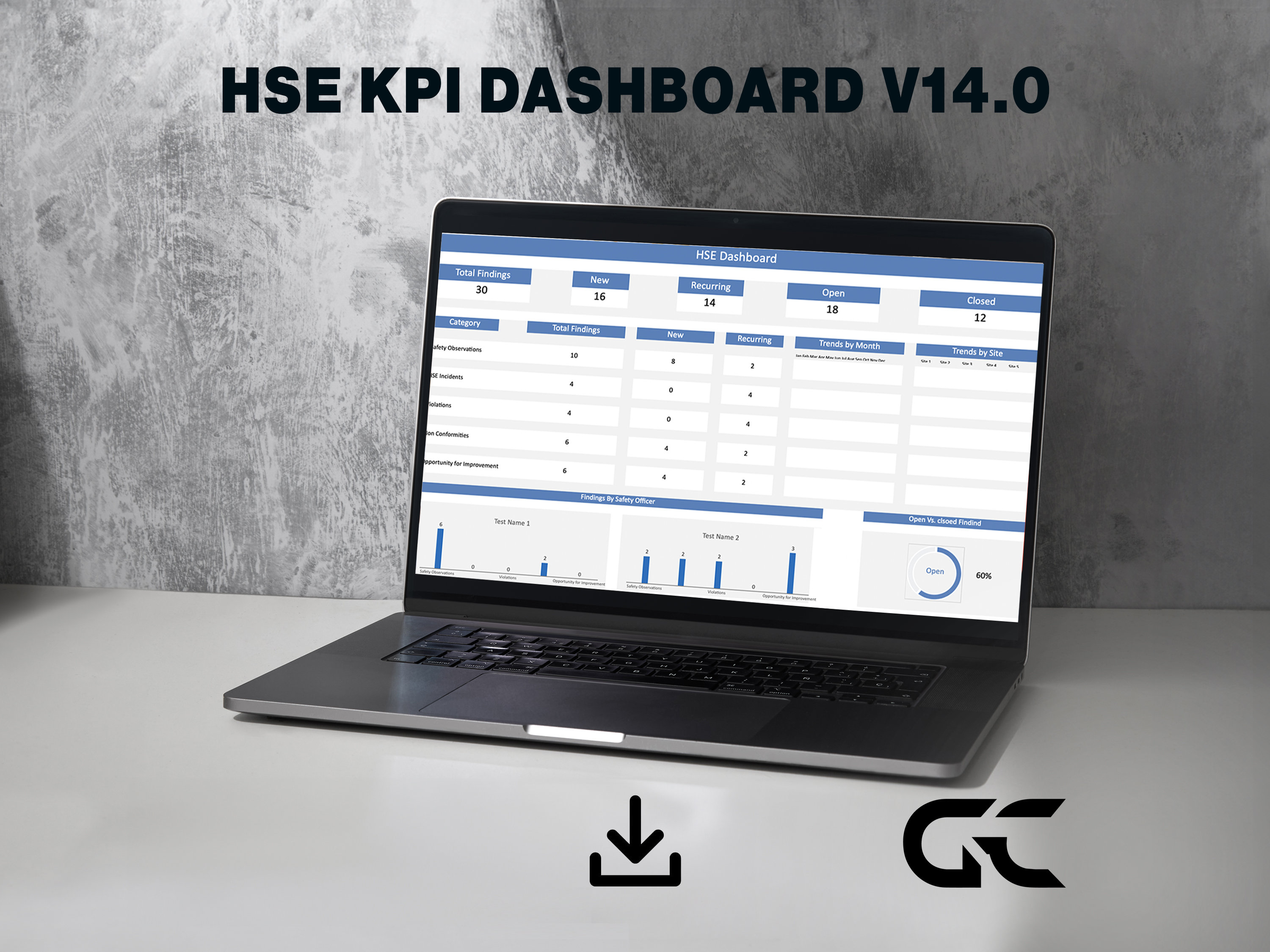 HSE KPI Dashboard V14.0, Microsoft Excel Dashboard, HSE Dashboard ...