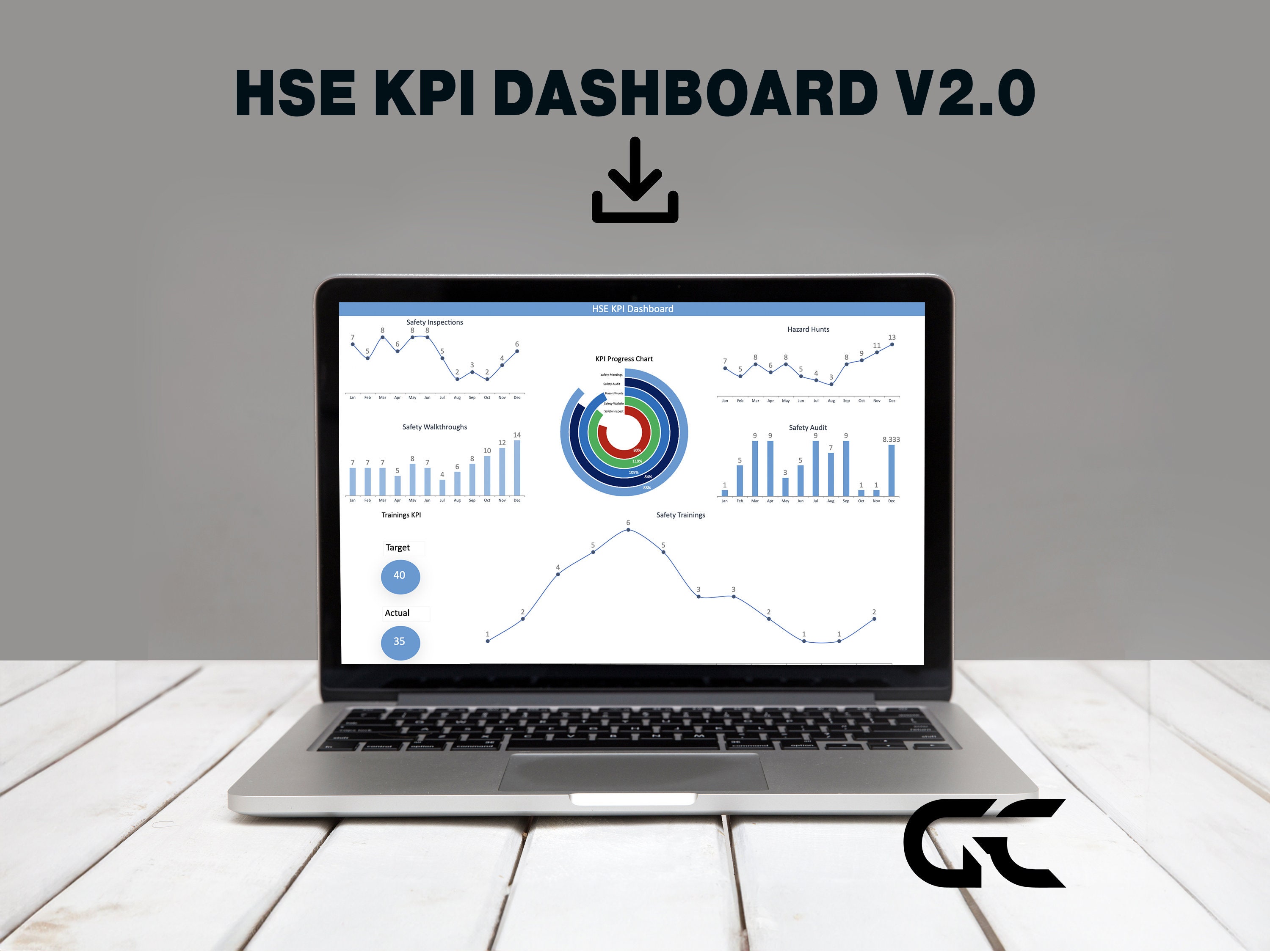 HSE KPI Dashboard V2.0, Microsoft Excel Dashboard, HSE Dashboard, Health, Safety, Safety ...