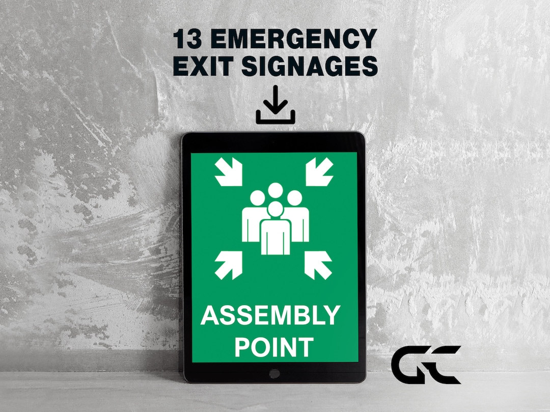 13 Emergency Exit Signages, Emergency Exit Sign, Exit Sign, Down Arrow ...