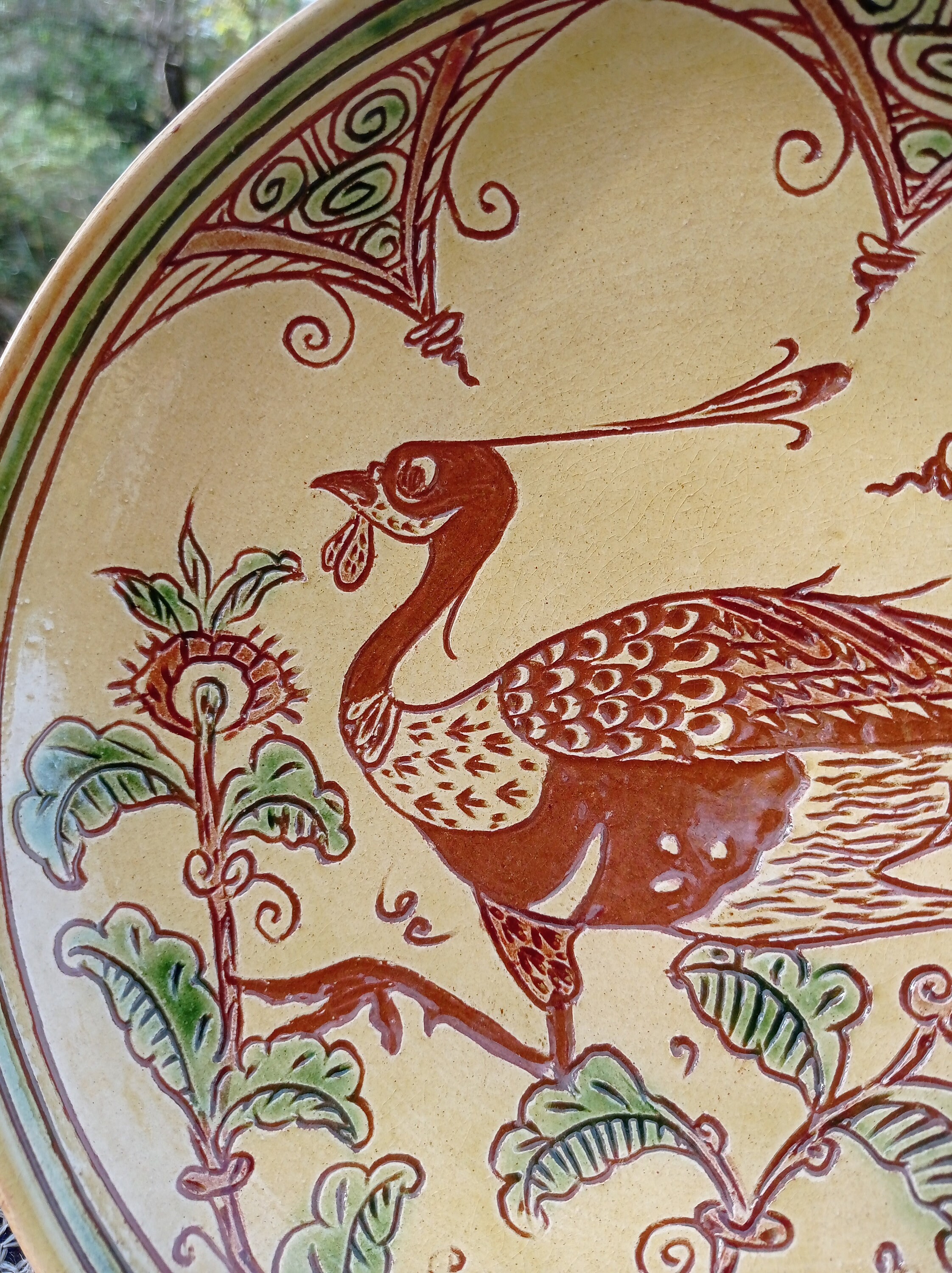 Byzantine Byzantine Hollow Ceramic Plate Depicting a Mezgeldek Bird ...