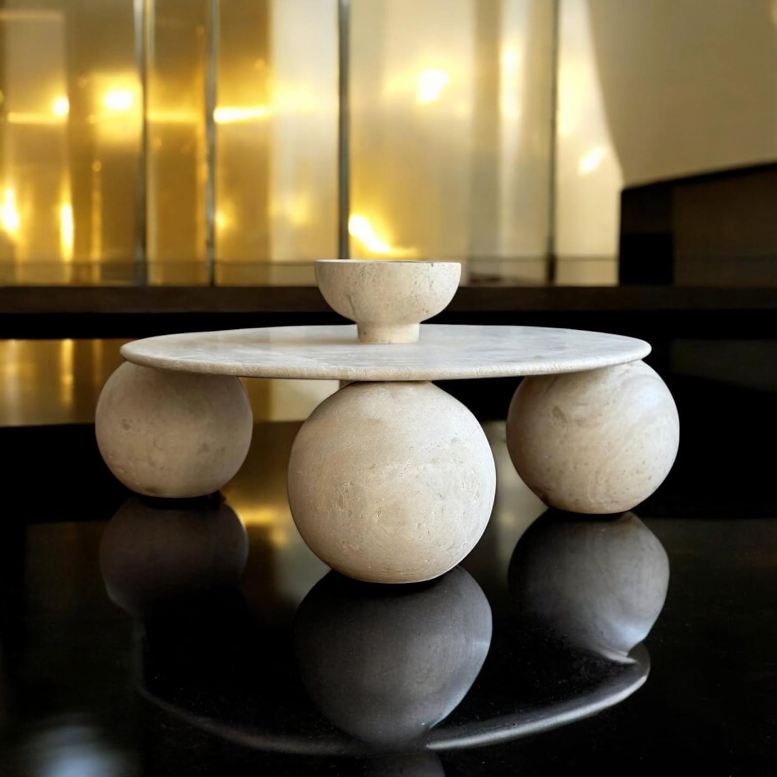 Travertine Balls Coffee Table, Natural Travertine Round Coffee Table ...