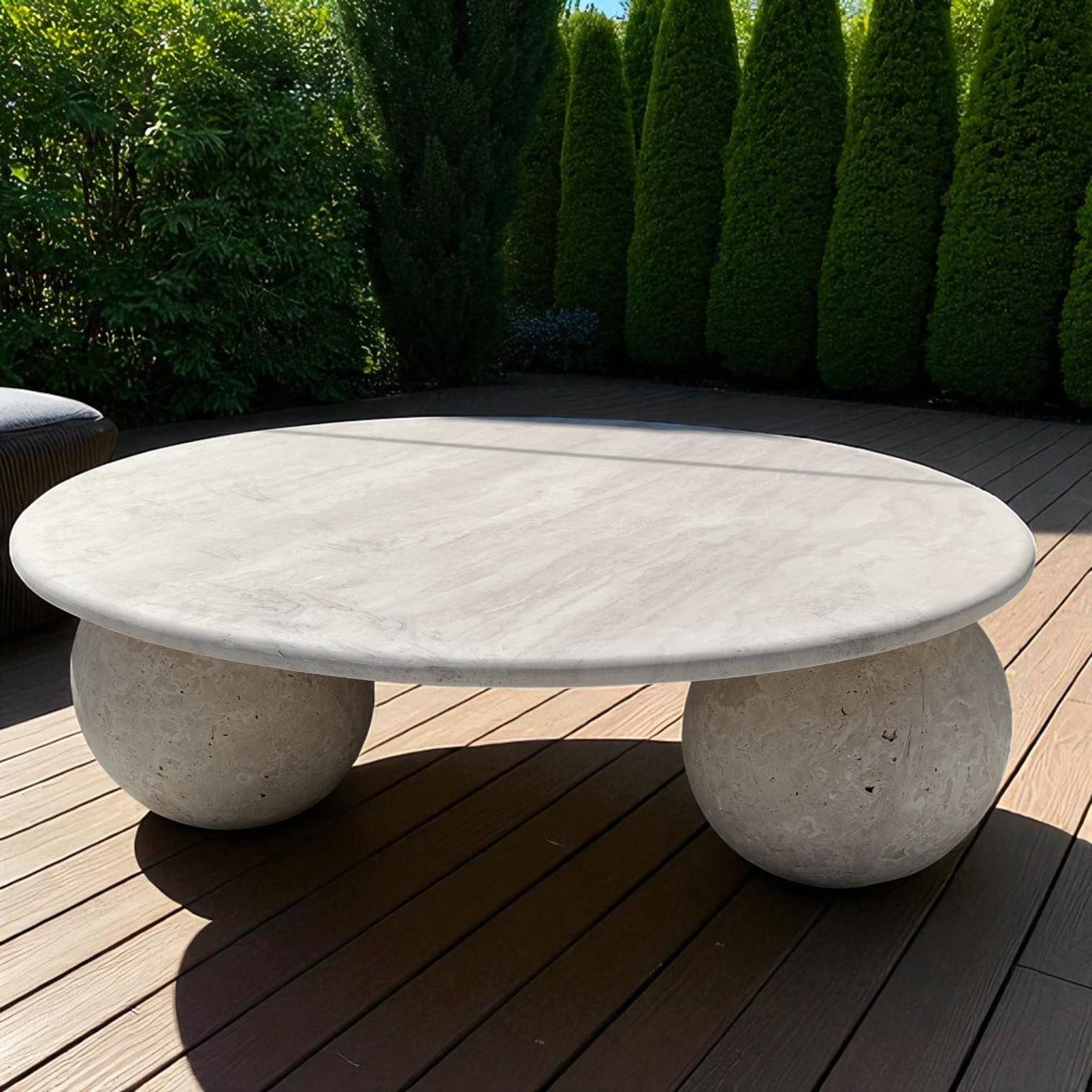 Travertine Balls Coffee Table, Natural Travertine Round Coffee Table ...