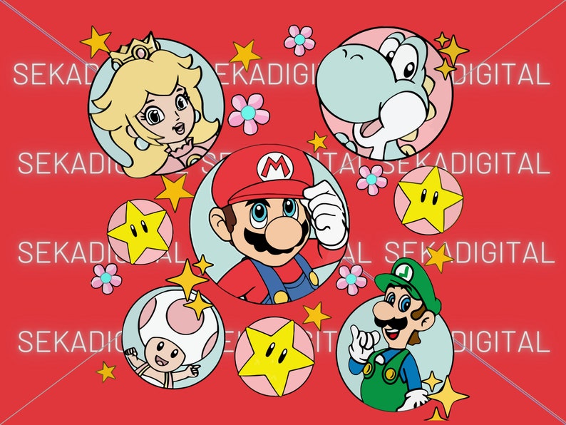 Super Mario Family Png Svgsuper Mario Princess Png Svg - Etsy