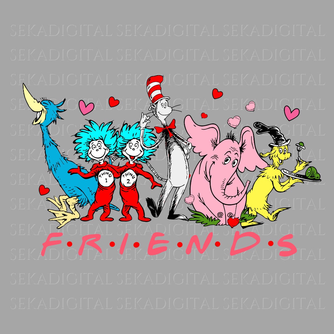 Friends Dr Seuss Png Svg, Dr. Seuss Svg Png, Reading Png Svg, Friends ...