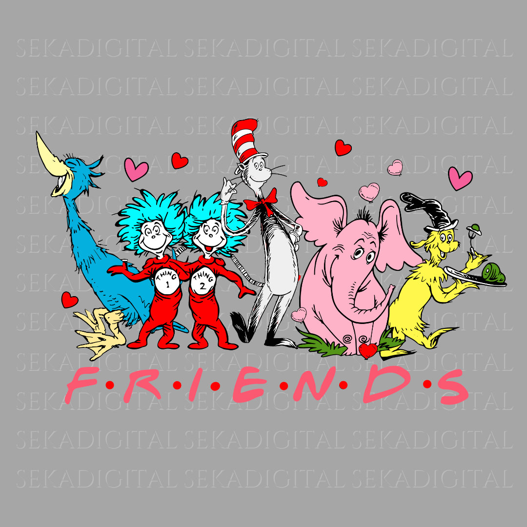 Friends Dr Seuss Png Svg, Dr. Seuss Svg Png, Reading Png Svg, Friends ...