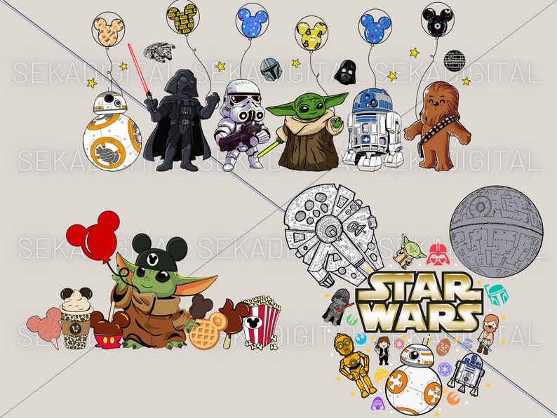 Star Wars Digital Png Svg, Starwars Sticker PNG, Clipart Vector Style ...