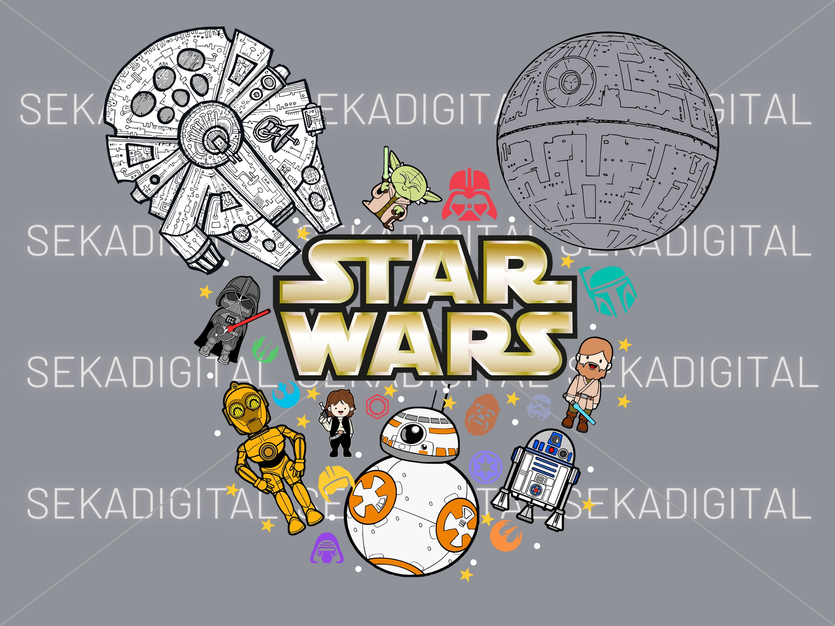 Star Wars Digital Png Svg, Starwars Sticker PNG, Clipart Vector Style ...