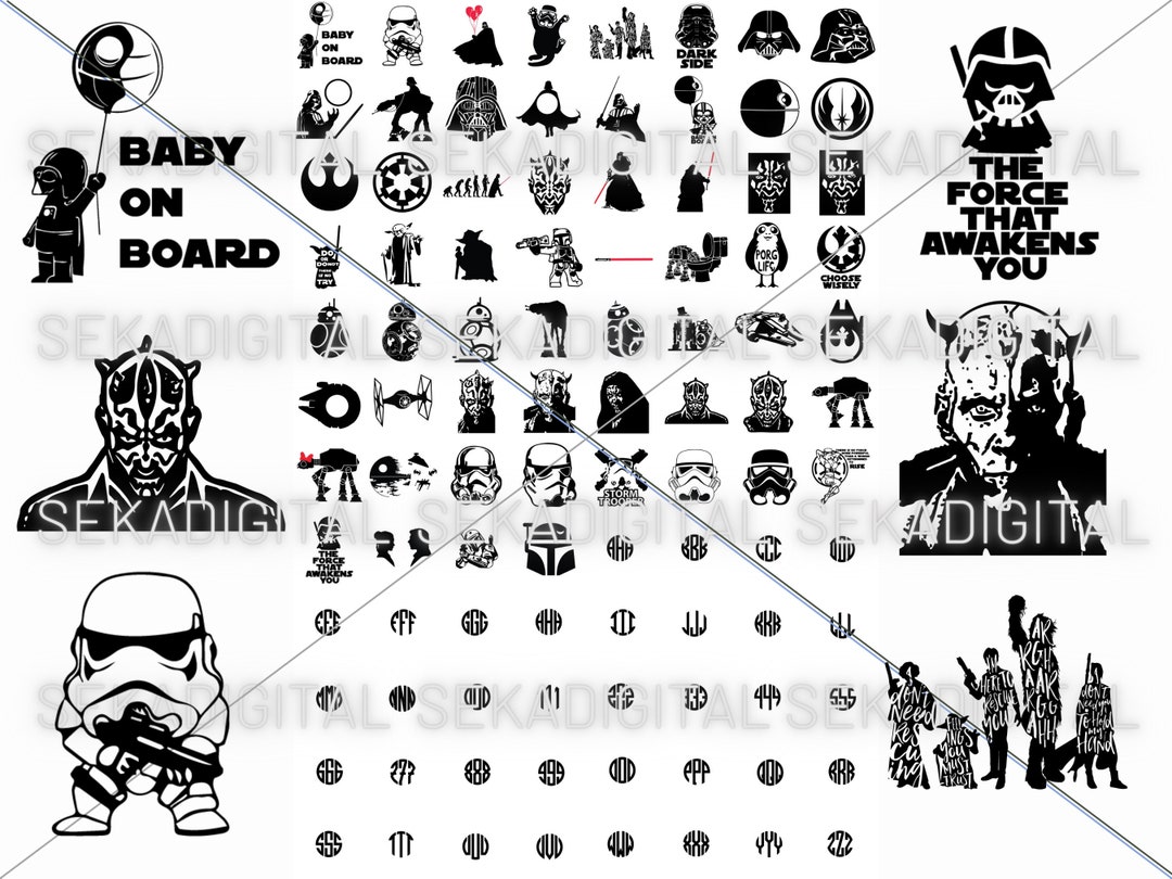 Bundle Star Wars Digital Png Svg, Starwars Sticker PNG, Clipart Vector ...