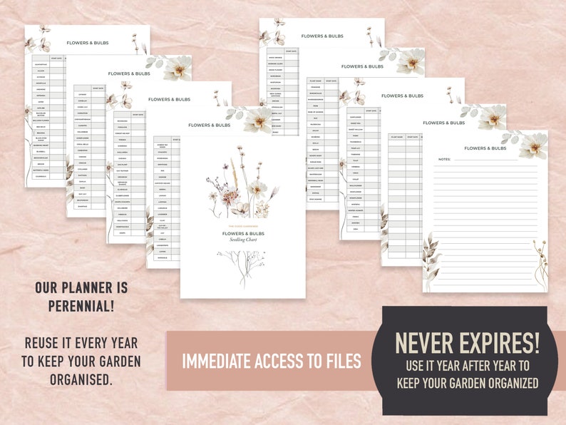 Flower Garden Seeding Chart Printable Gardening Planner Seed Starting ...