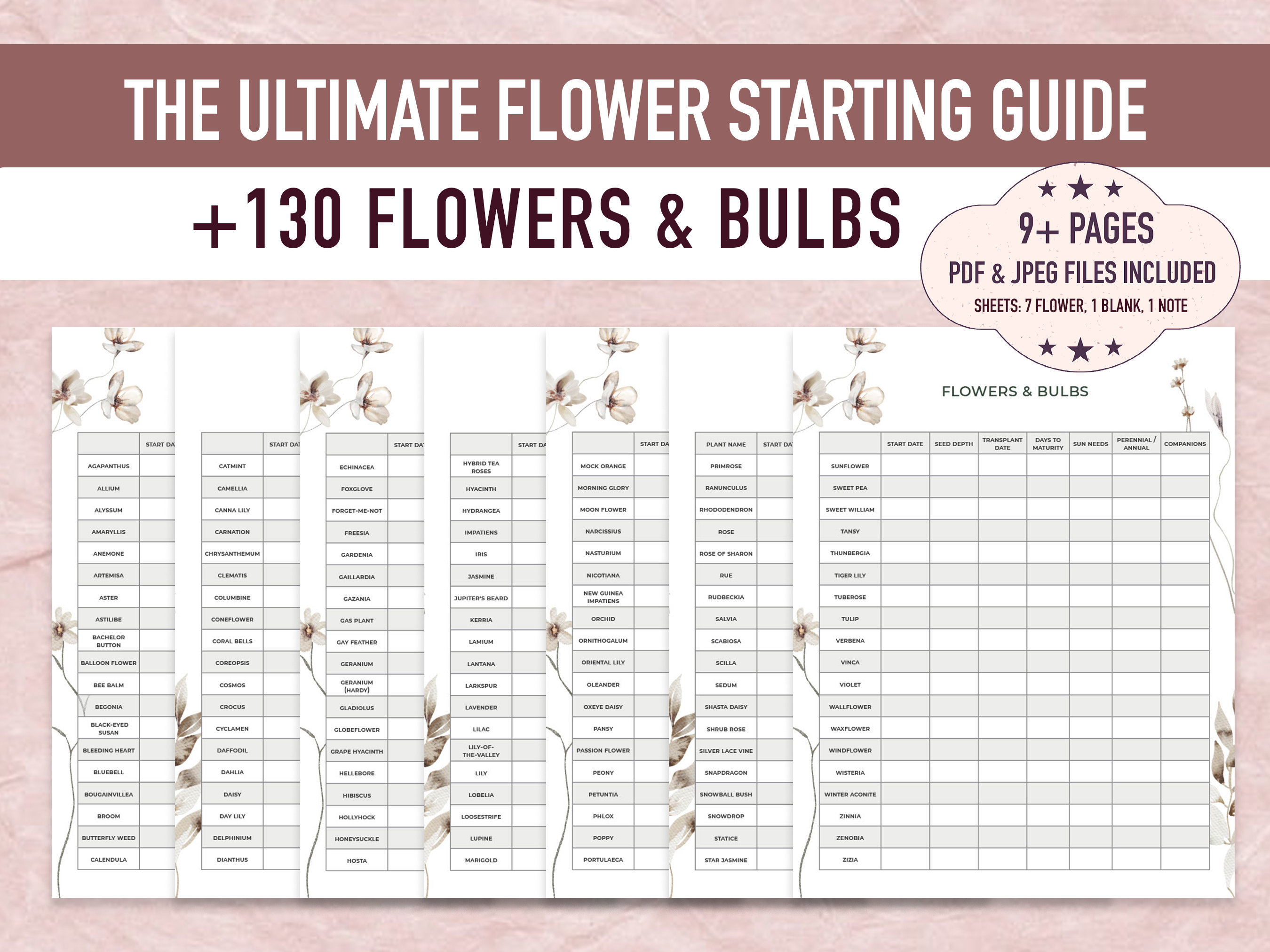 Flower Garden Seeding Chart Printable Gardening Planner Seed Starting ...