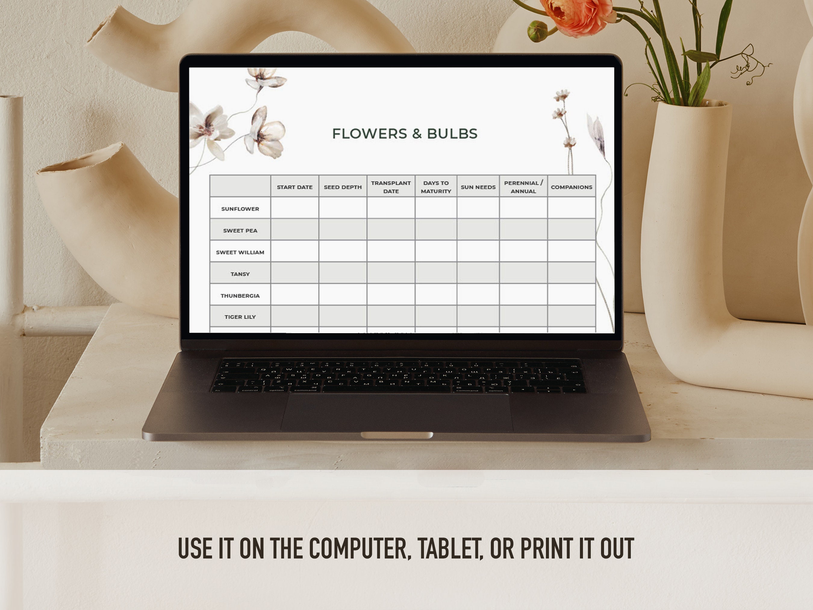 Flower Garden Seeding Chart Printable Gardening Planner Seed Starting ...