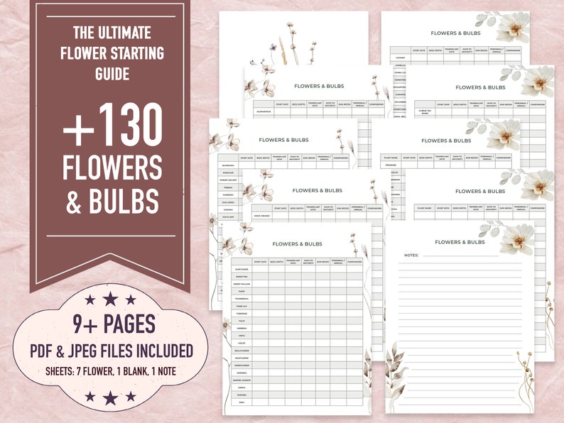 Flower Garden Seeding Chart Printable Gardening Planner Seed Starting ...