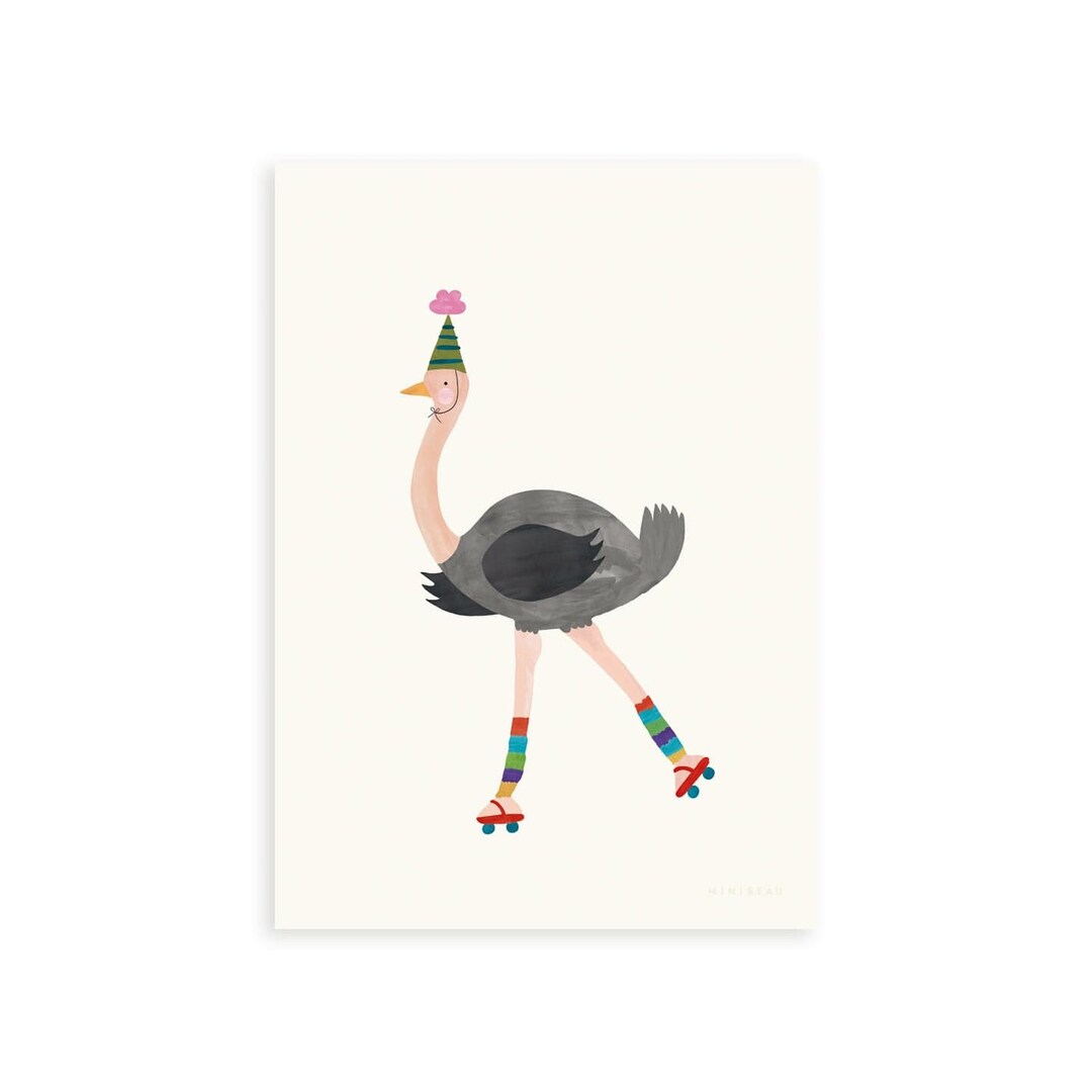 Fun Kids Art Print the Party Ostrich Art Print is Perfect for Adding a ...