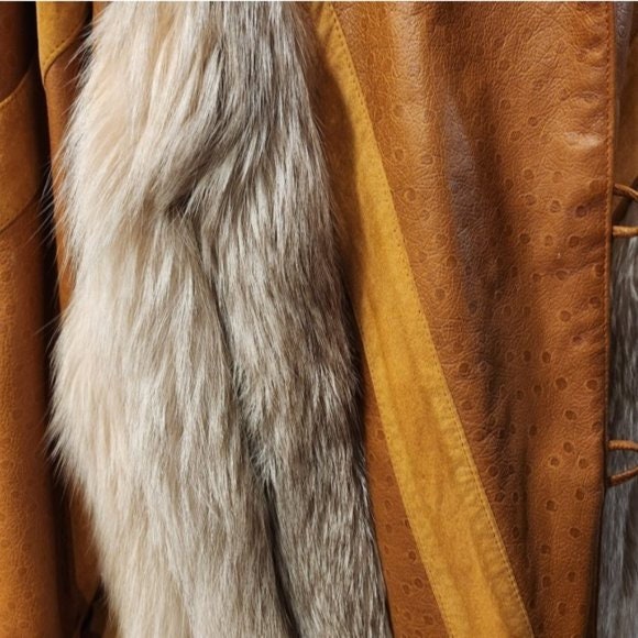 Rare Vintage Camel Color Leather and Fur Oversized Coat/jacket - Etsy