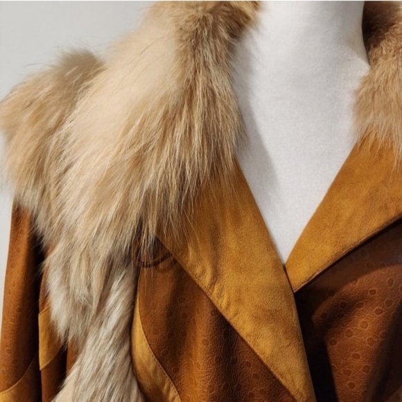 Rare Vintage Camel Color Leather and Fur Oversized Coat/jacket - Etsy