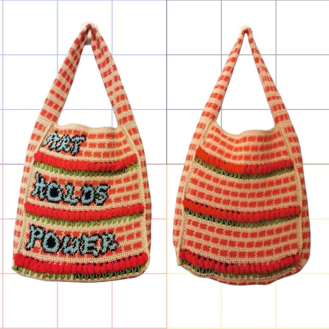 Handmade Crochet Tote Bag: Graffiti Art, Reversible Brick Wall Design ...