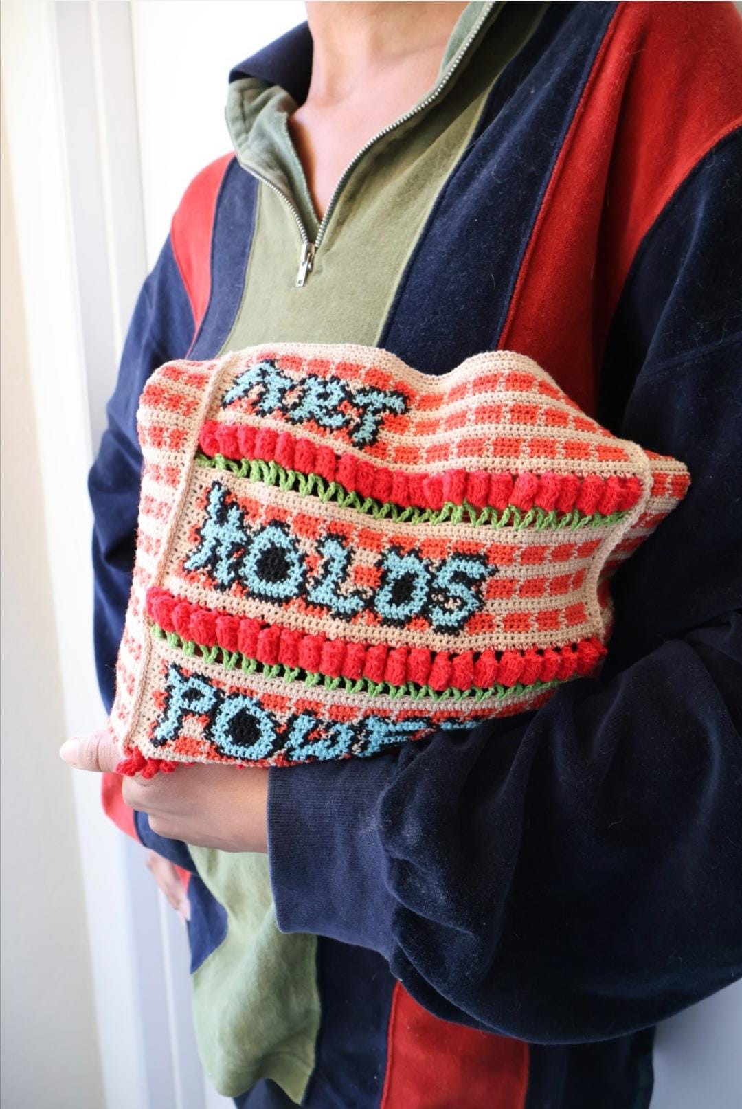 Handmade Crochet Bag With Graffiti Art - Reversible Tapestry Crochet ...
