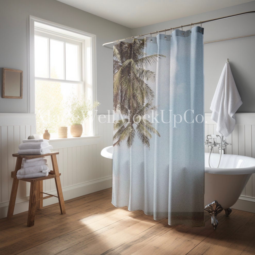 Shower Curtain Mockup, Shower Curtain Mockup PSD, Shower Curtain Smart ...
