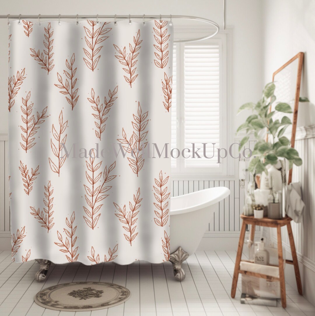 Drag and Drop Mock Up, Canva Overlay Mock up Shower Curtain, Drag and ...