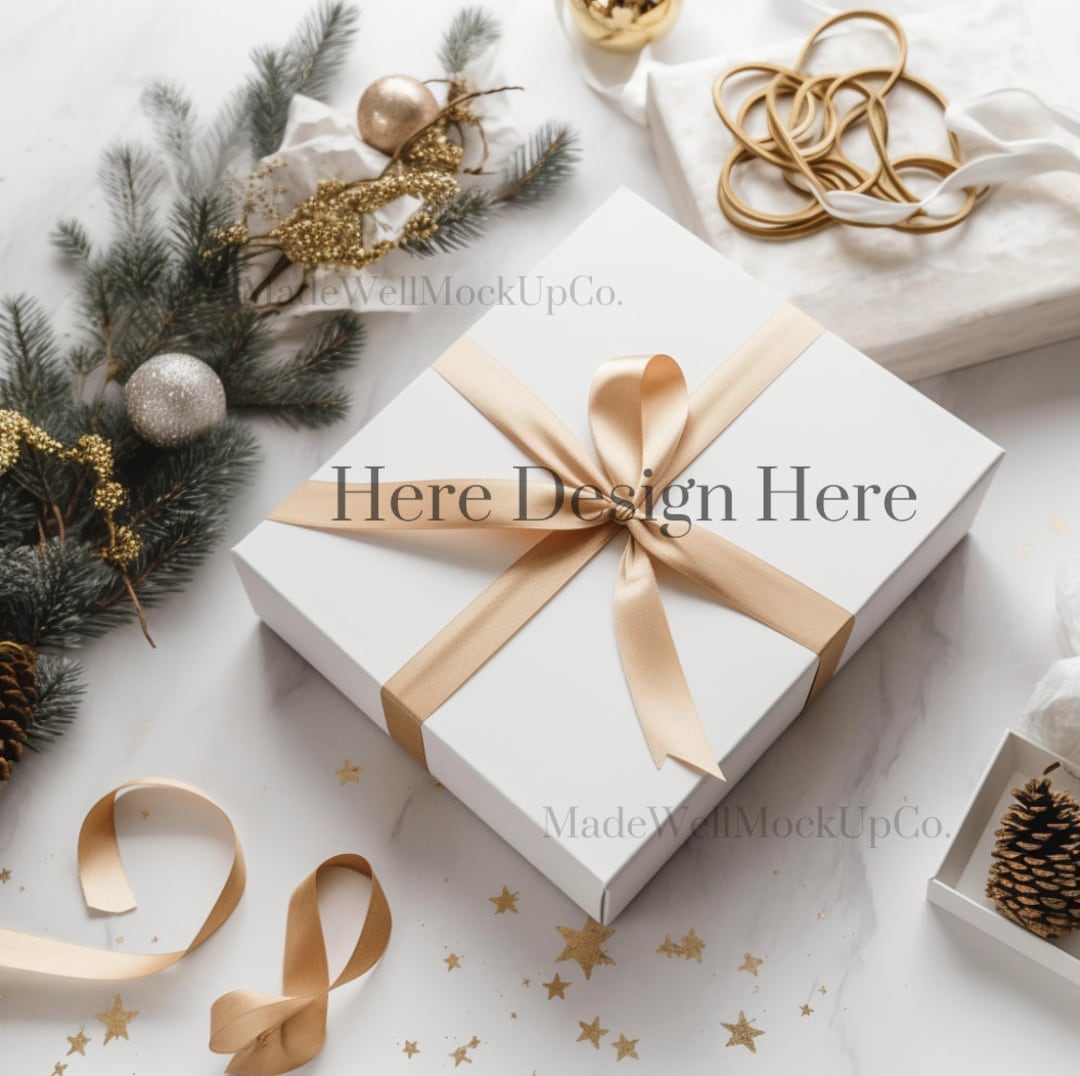 Gift Box Mockup, Christmas Gift Mock, Wrapping Paper Mock Up, Wrapping ...