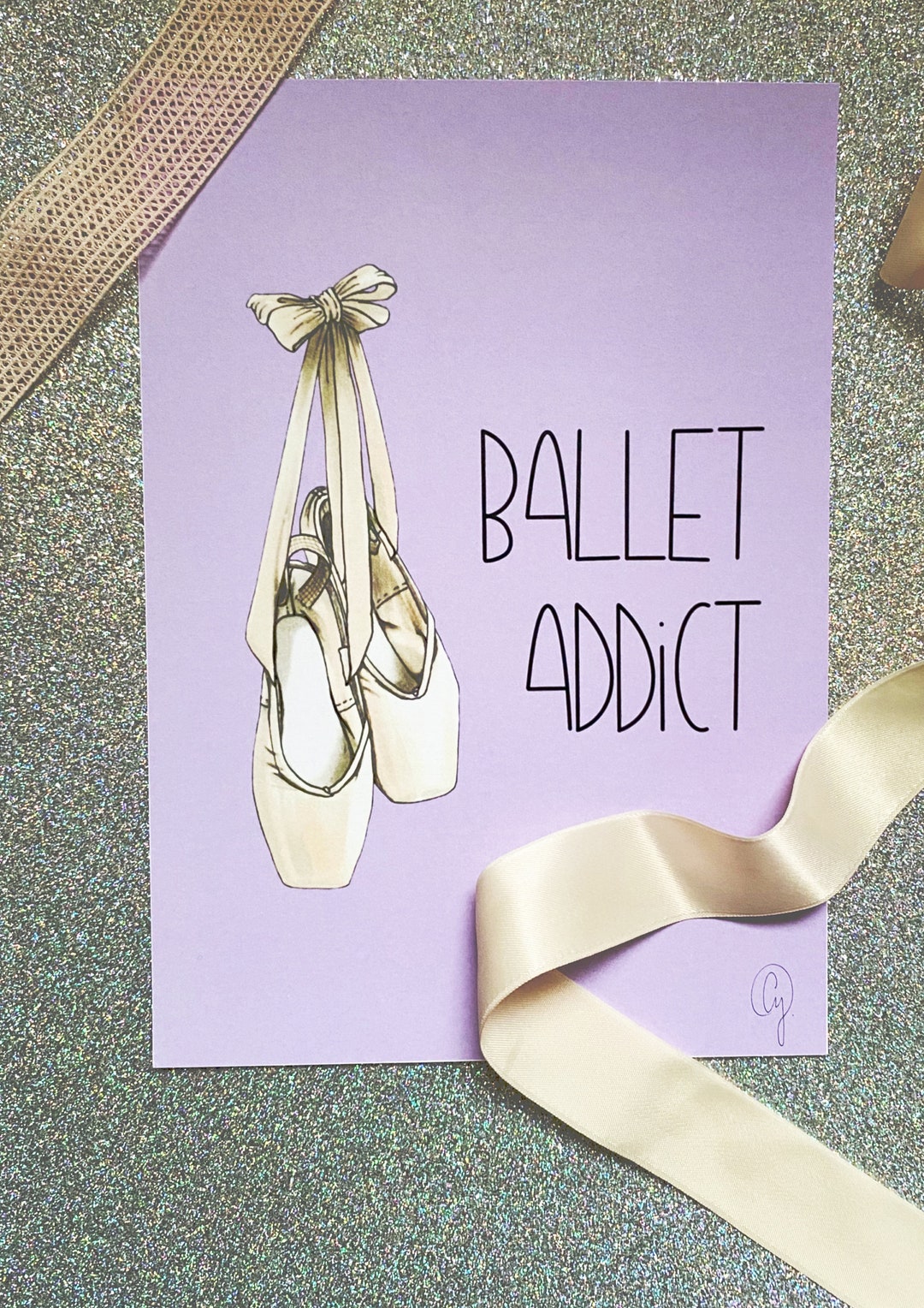 A5 Poster - Purple Ballet Addict - Pointe Shoes - Dance - Etsy