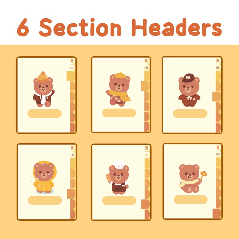 Cute Bear Digital Notebook With Tabs, Digital Notebook, Student ...