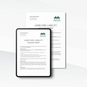 Lawn Care Liability Waiver Contract, Release of Liability Agreement ...