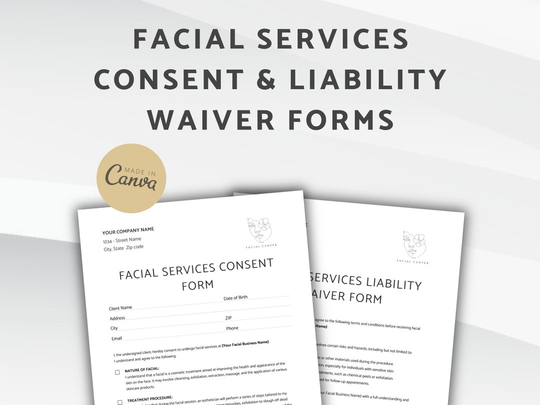 Facial Consent & Liability Waiver Forms, Facial Services Consent Form ...