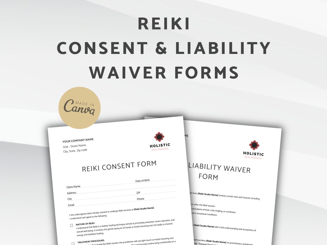 Reiki Consent & Liability Waiver Forms, Reiki Studio Consent Form ...