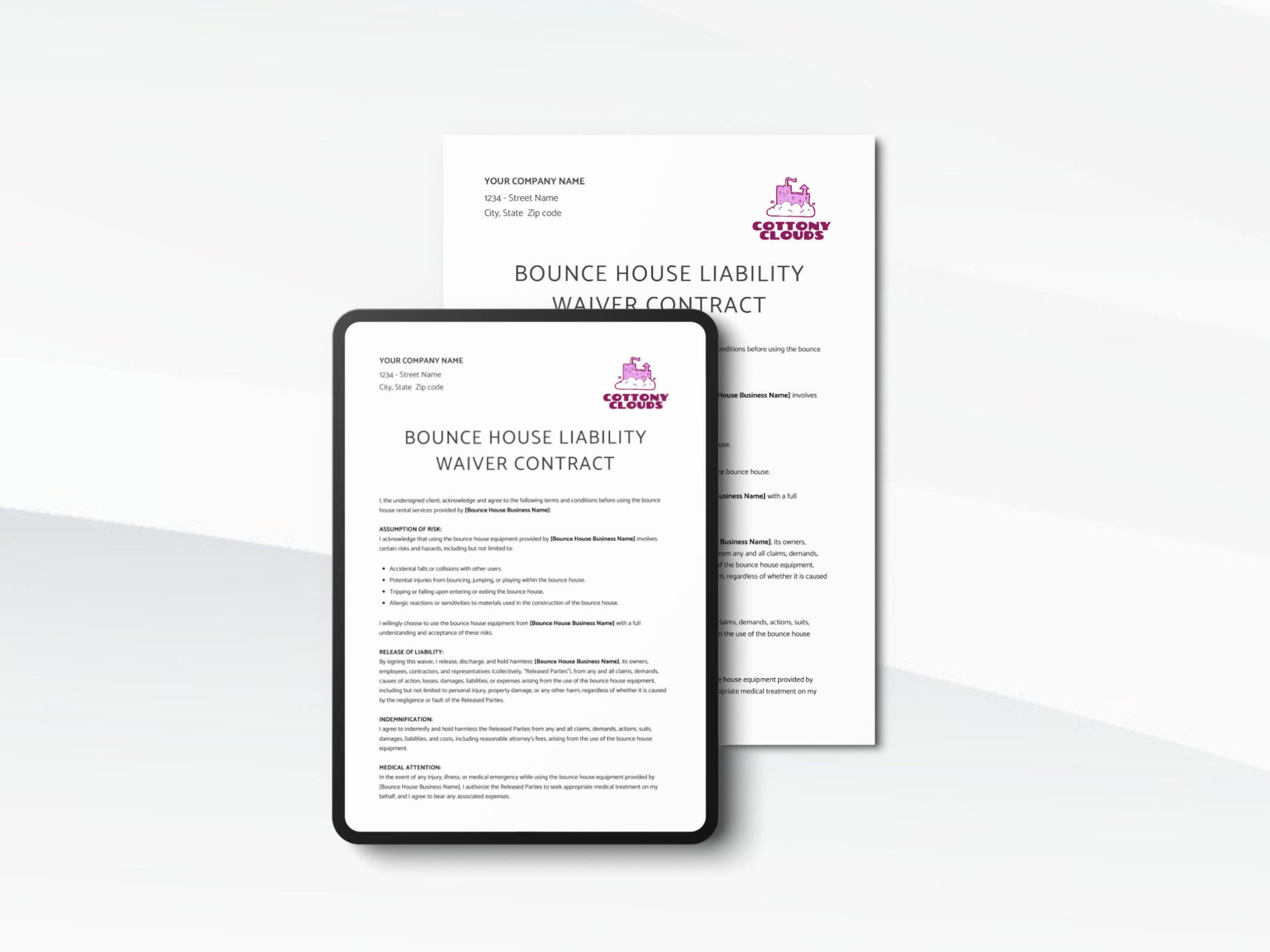 Bounce House Rental Liability Waiver Template (A4/US Letter) (digital ...