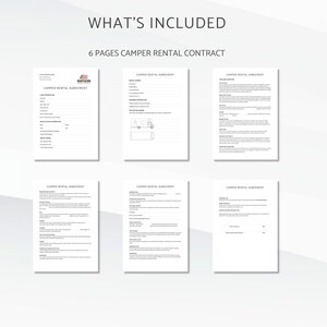 Camper Rental Agreement, RV Rental Contract, Motorhome Rent Template ...