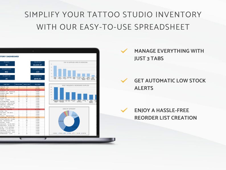 Tattoo Studio Inventory Tracker: Needle & Ink Supply Log (google Sheets ...