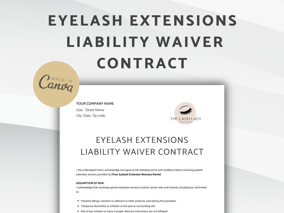 Eyelash Extensions Liability Waiver Contract, Release of Liability ...