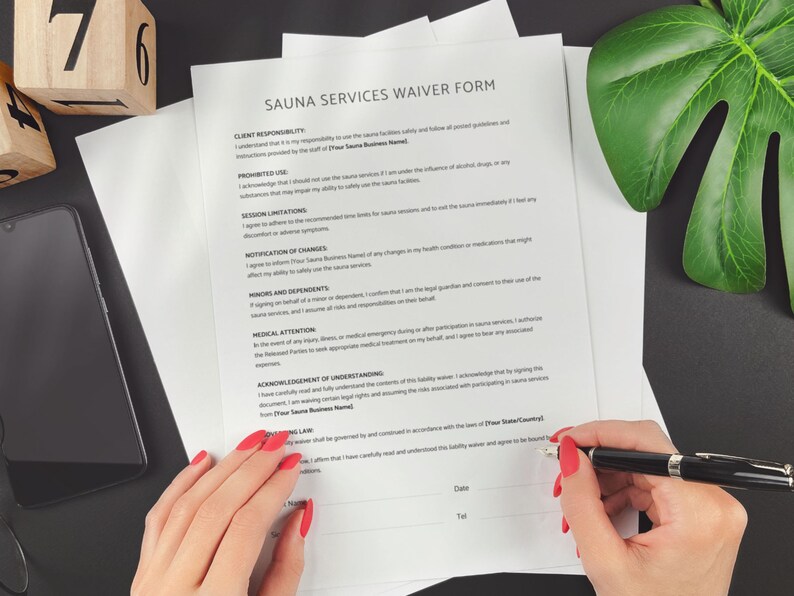 Sauna Liability Waiver Template: Editable Spa Contract (digital ...