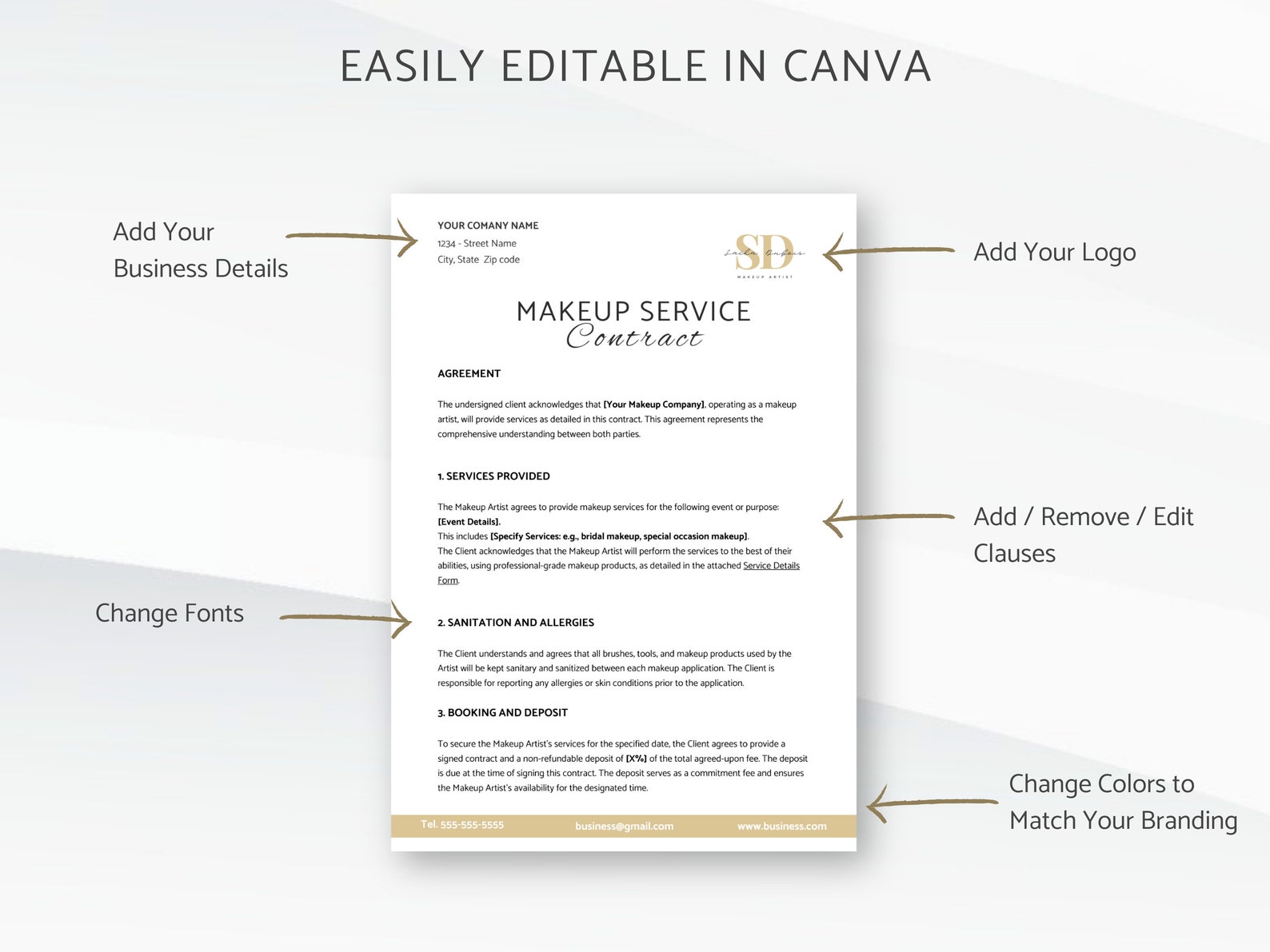 Makeup Artist Contract Template, Editable Makeup Artist Agreement, MUA ...