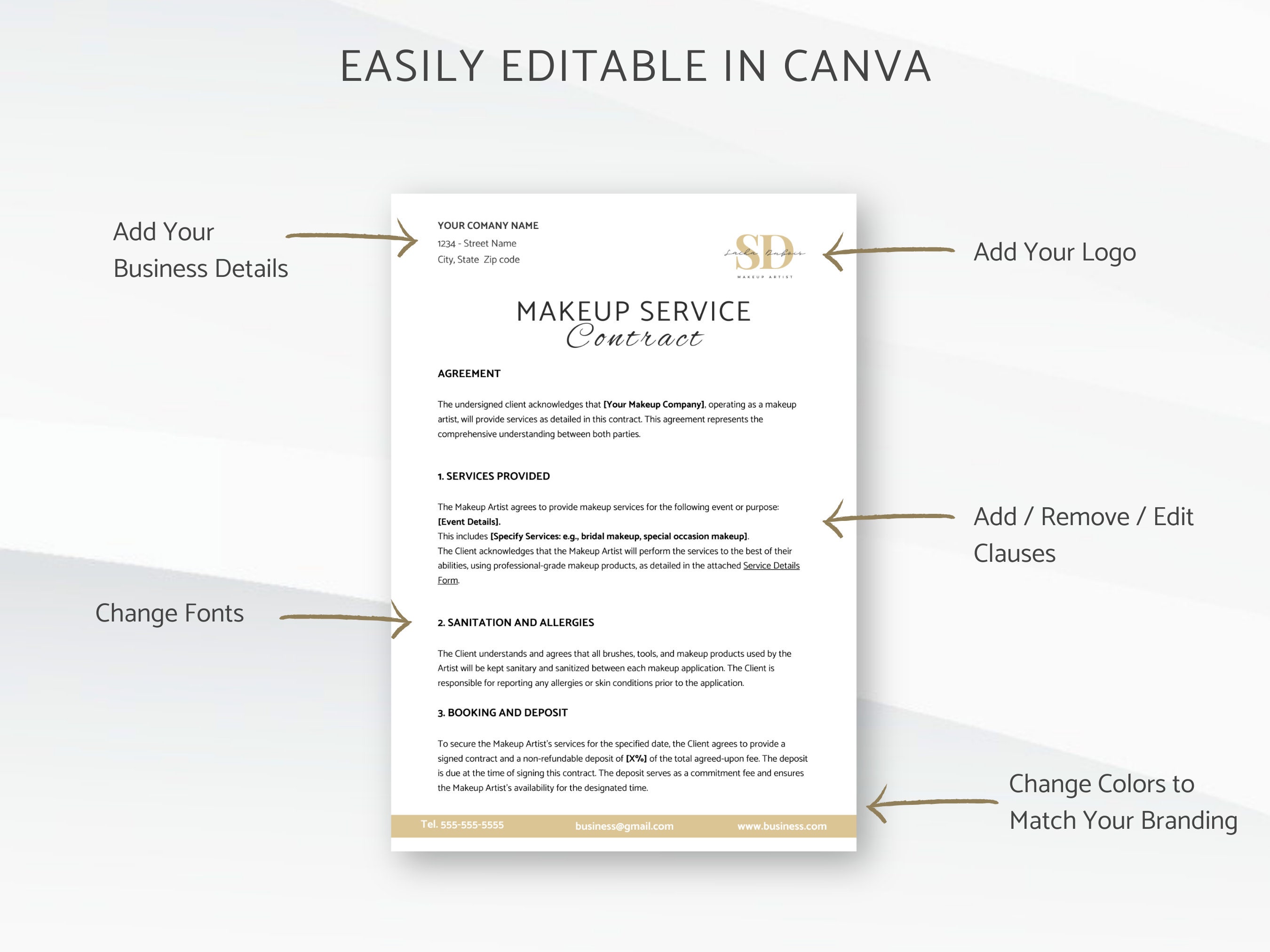 Makeup Artist Contract Template, Editable Makeup Artist Agreement, MUA ...